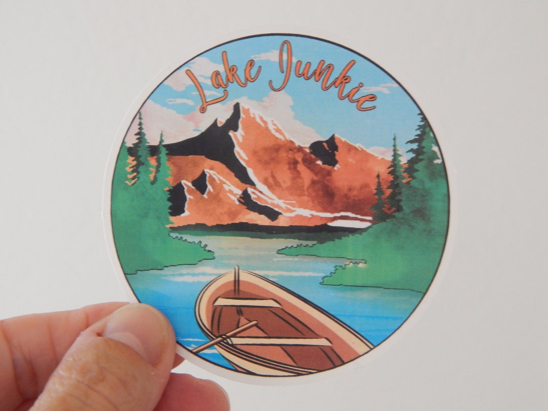 Lake Junkie Camping Sticker, Sticker for Water Bottle, Water Resistant ...