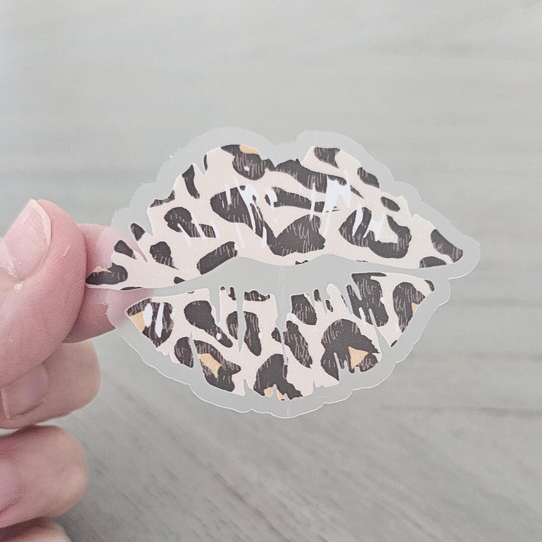 Leopard Print Clear Lip Sticker, Laptop Decal, Water Bottle Sticker - Etsy