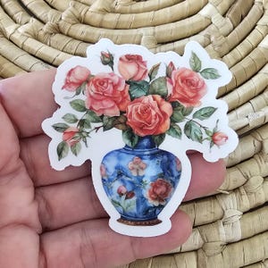 Floral Vase Sticker, Clear Decal for Water Bottle, Chinoiserie Sticker ...