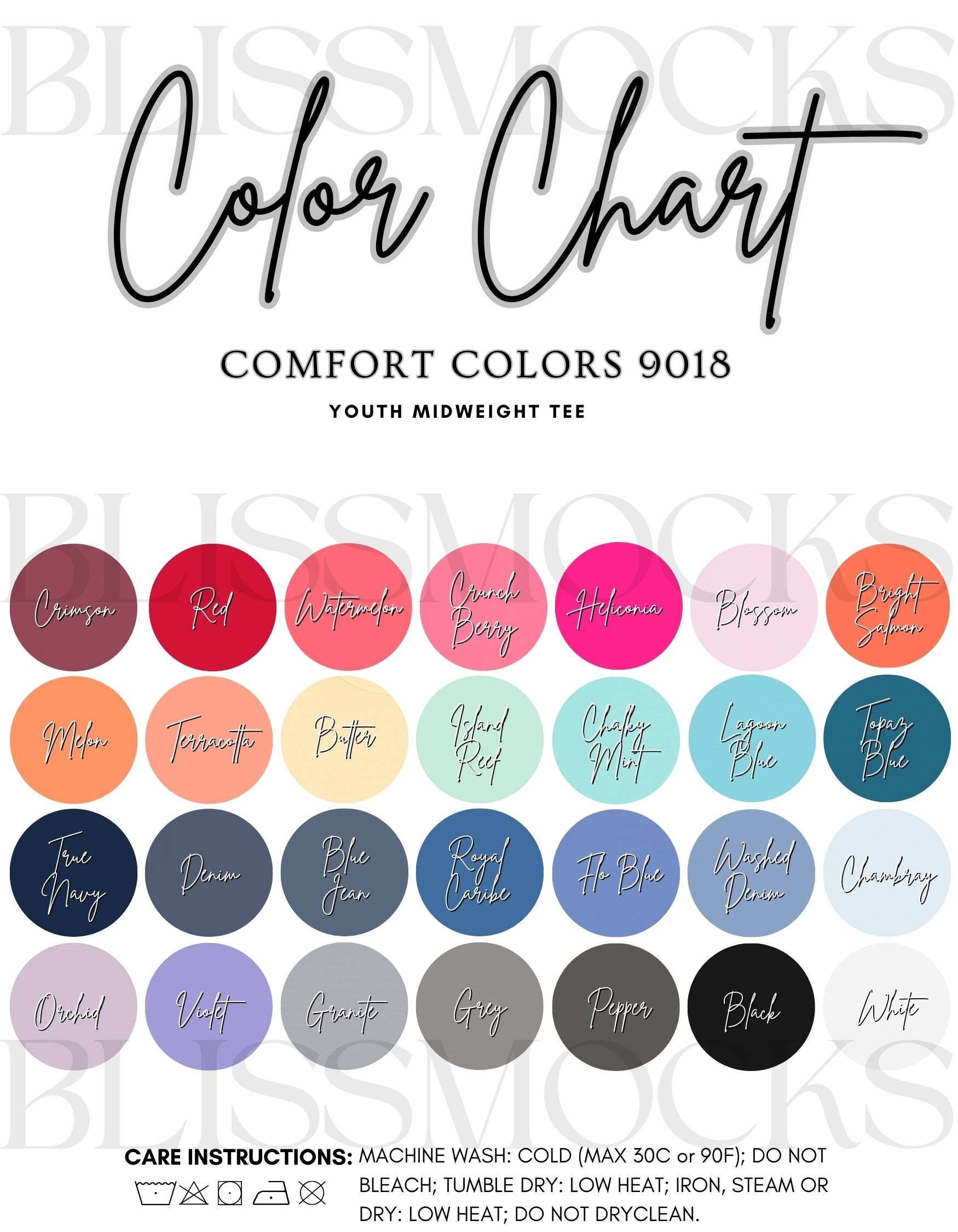 Comfort Colors Color Chart, 9018 Color Chart, 9018 Mockup, Comfort ...