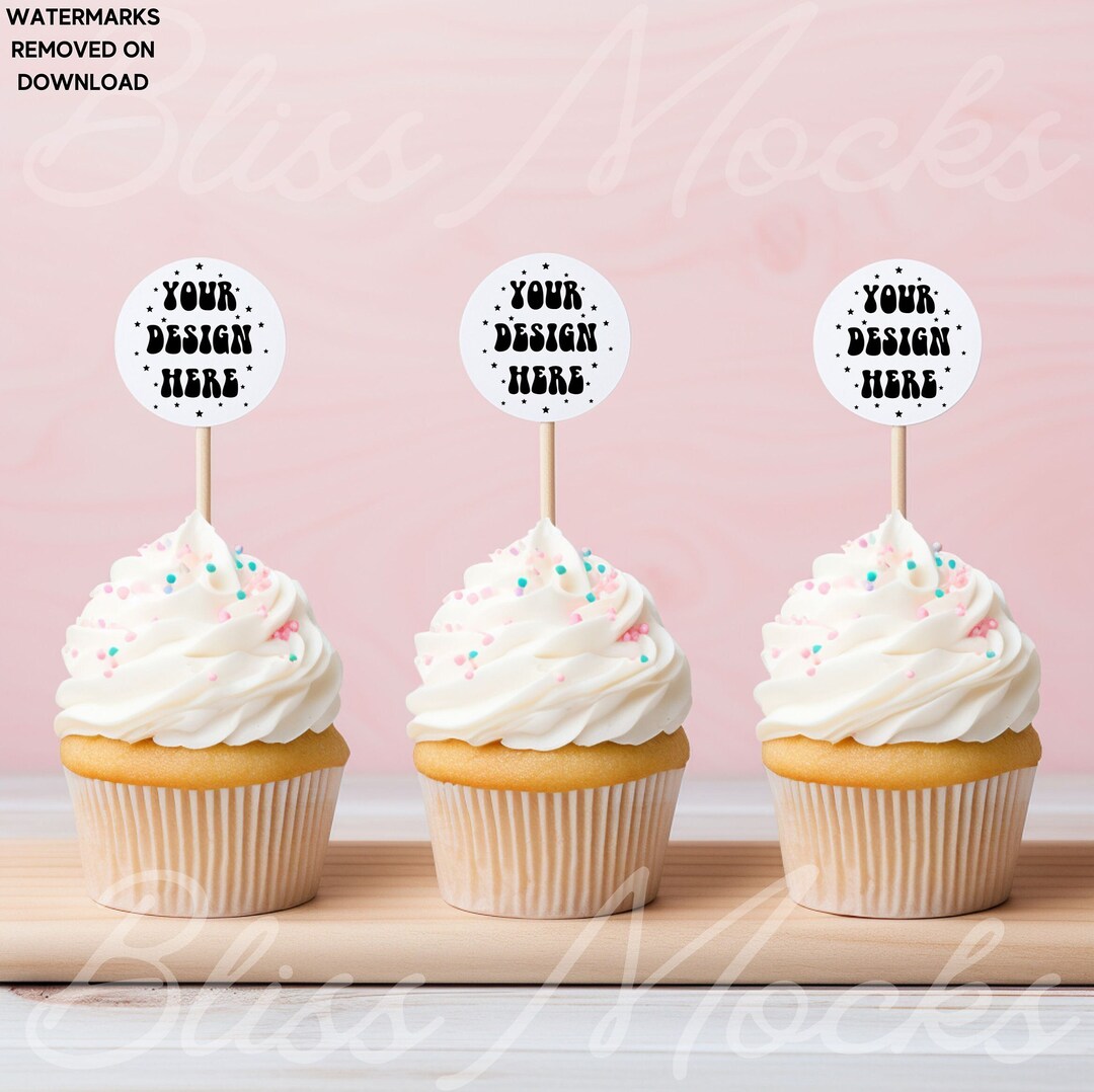 Cupcake Toppers Mockup, Cake Topper Mockup, Cake Mockup, Cupcake Mockup ...