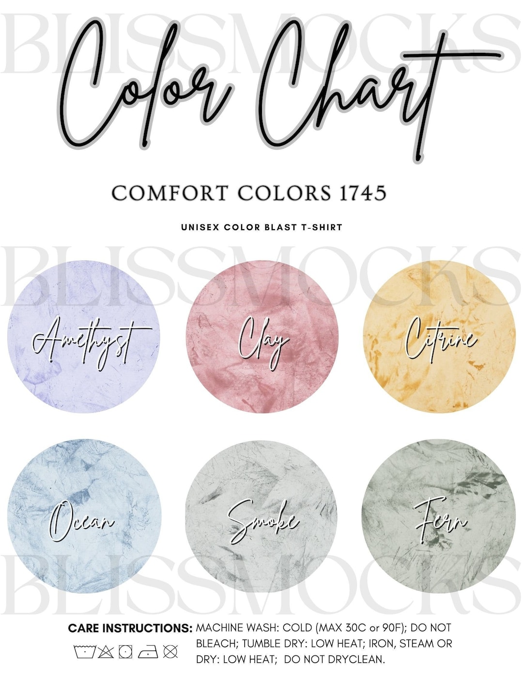 Comfort Colors Color Chart 1745, Tshirt Color Chart, Comfort Color ...