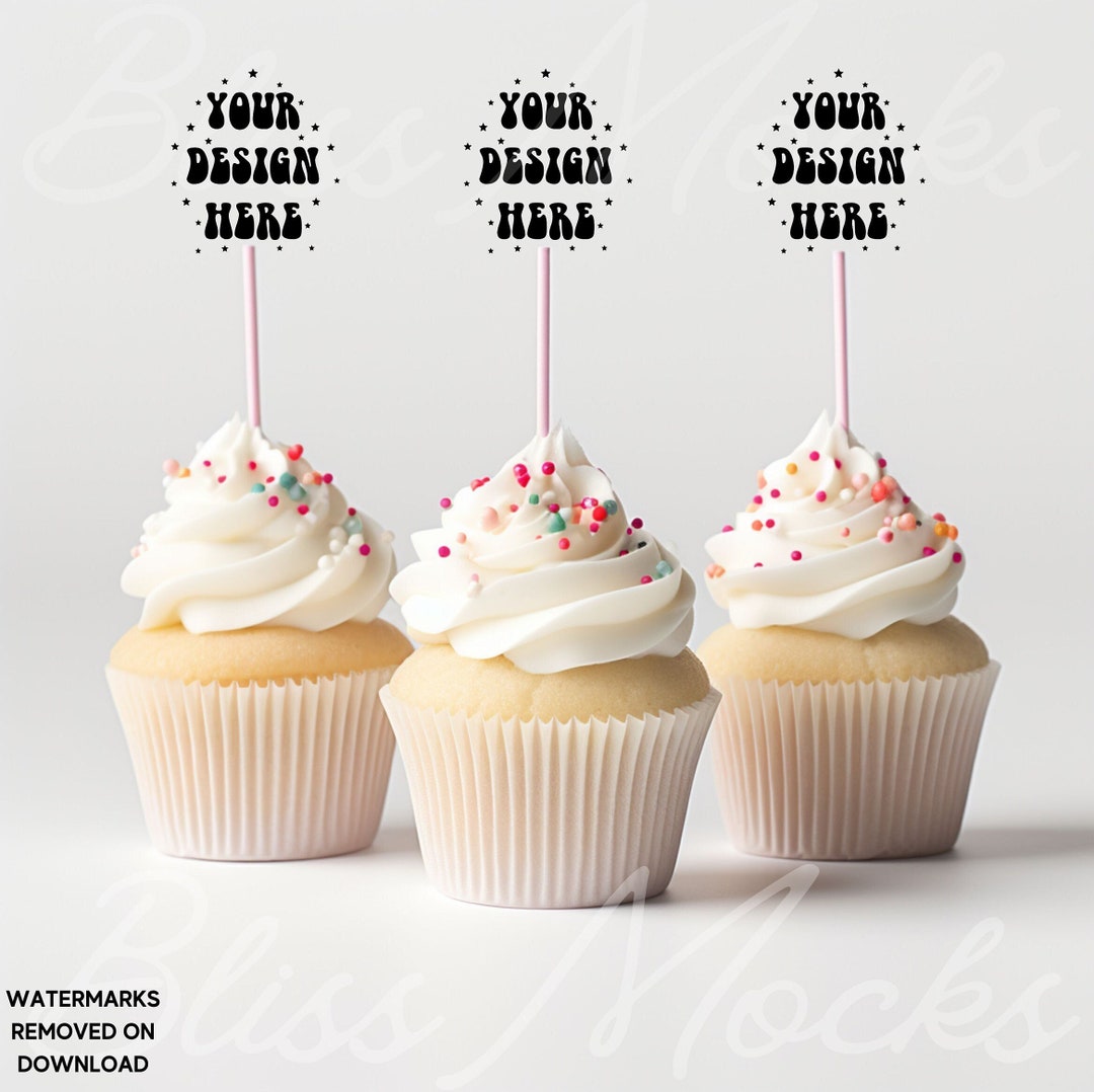 Cupcake Toppers Mockup, Cake Topper Template, Sticker Mock Up, Cake ...