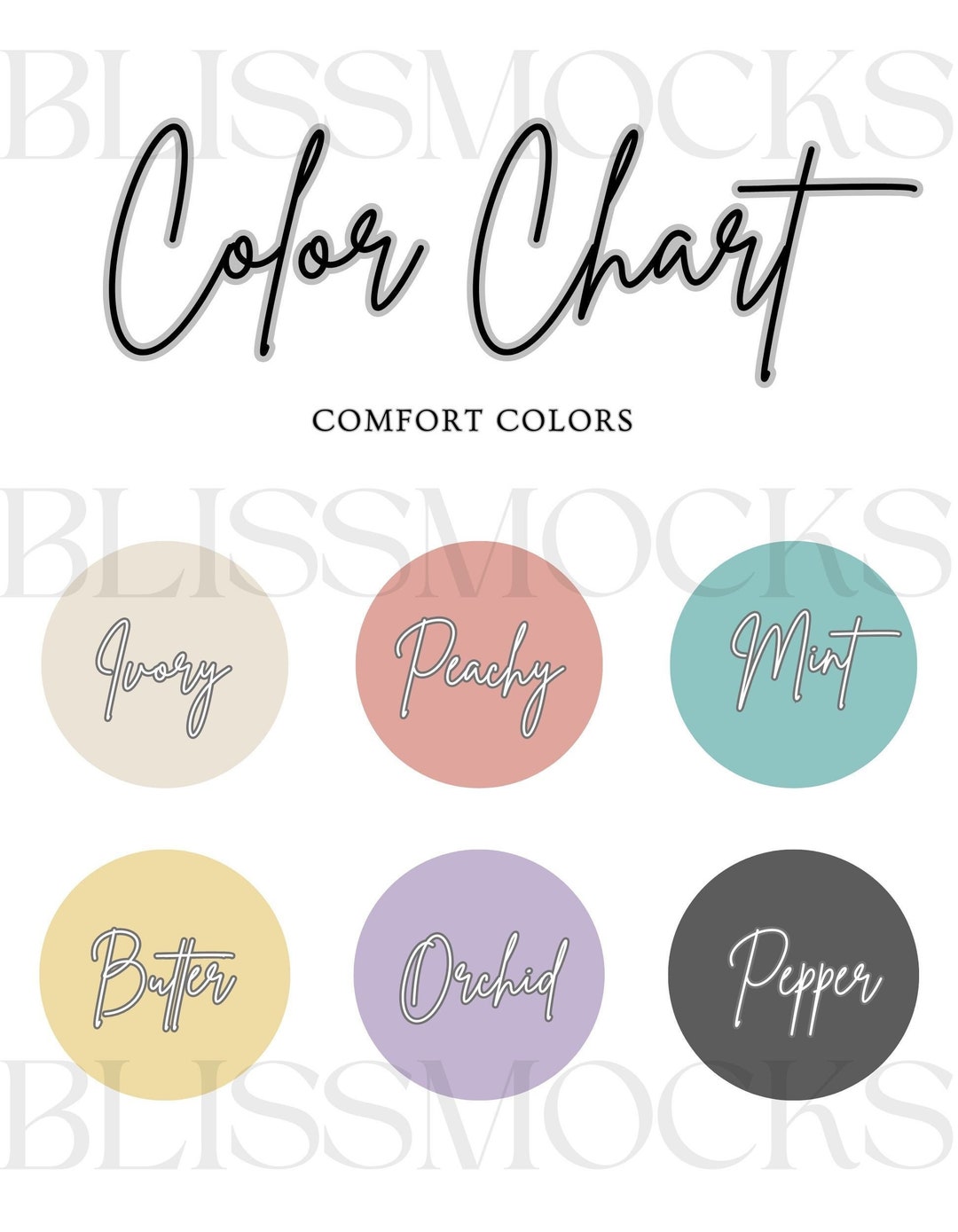 Color Chart Comfort Colors 3023CL, Tshirt Color Chart, Comfort Color ...