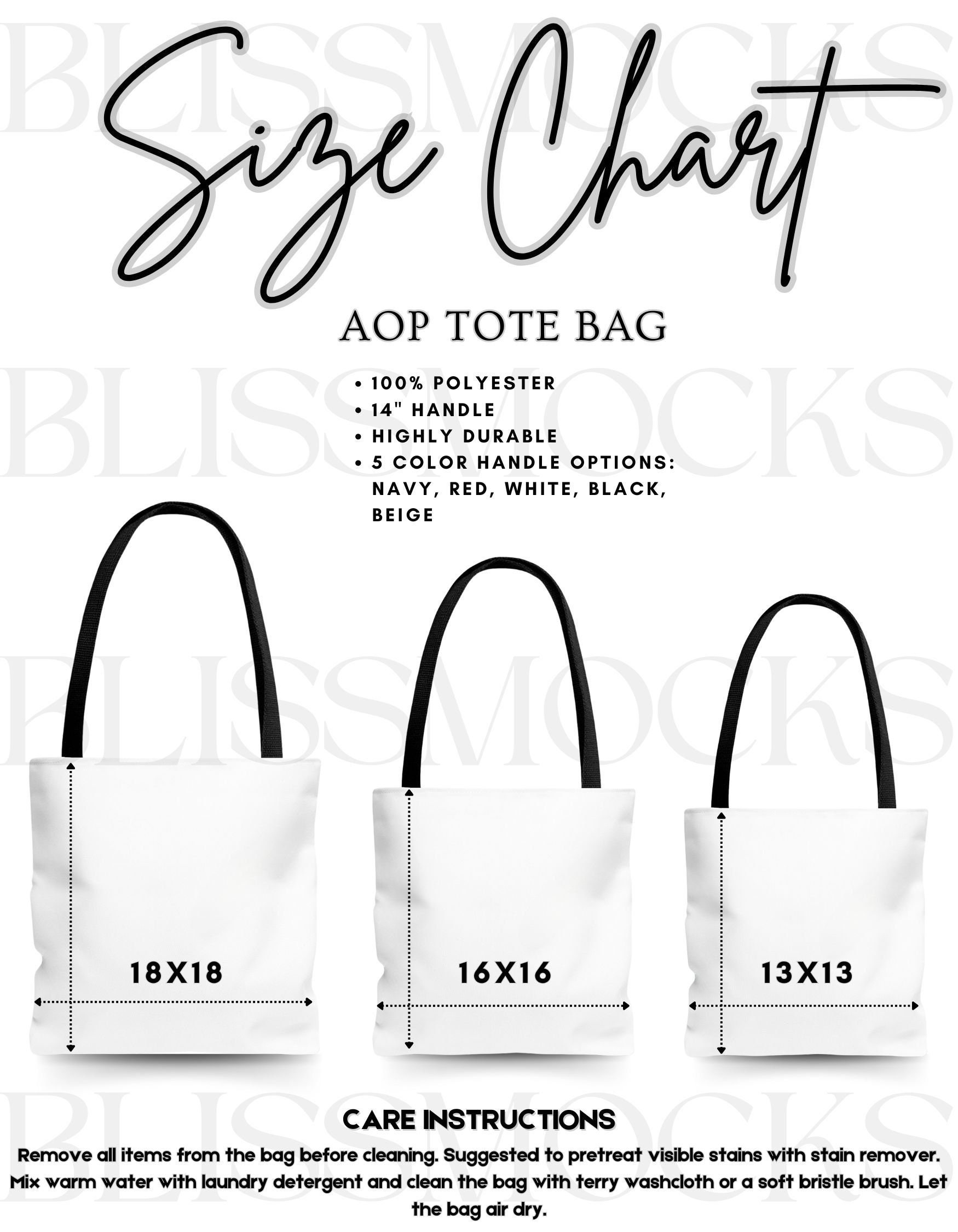 Aop Tote Bag Size Chart, Tote Bag Mockup, Print on Demand, POD All Over Print Tote Bag,template ...