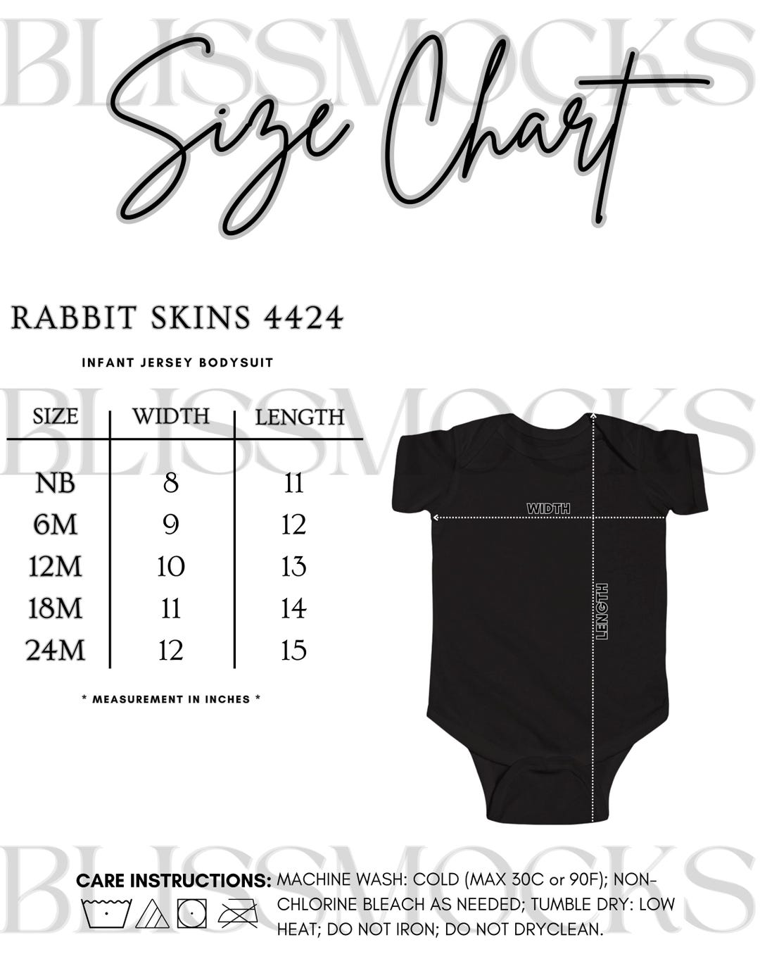 Infant Size Chart: Rabbit Skins 4424 Sizing Guide (JPG DIGITAL DOWNLOAD ...