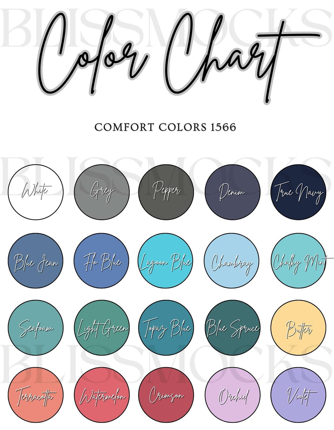 Comfort Colors 1566 Color Chart, Print on Demand, Sweatshirt Color ...