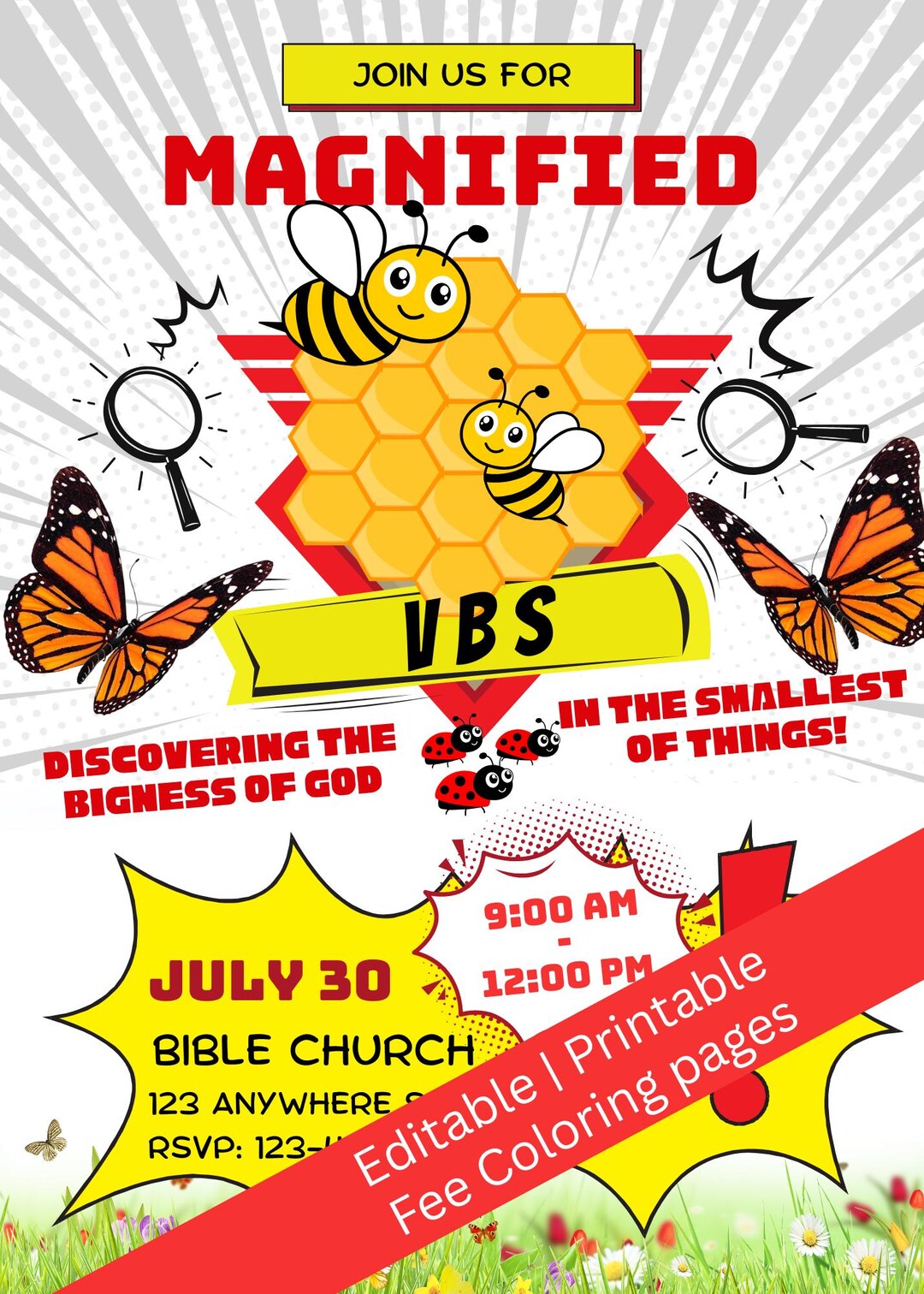 Magnified VBS Invitation 2025. Vacation Bible School Invite. Church ...