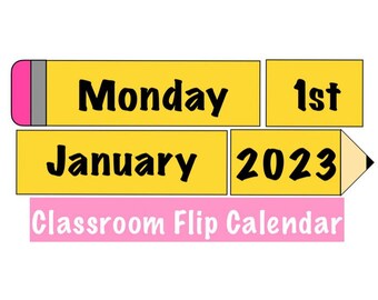 Pencil Flip Calendar Digital Download Classroom Calendar Teacher Flip ...