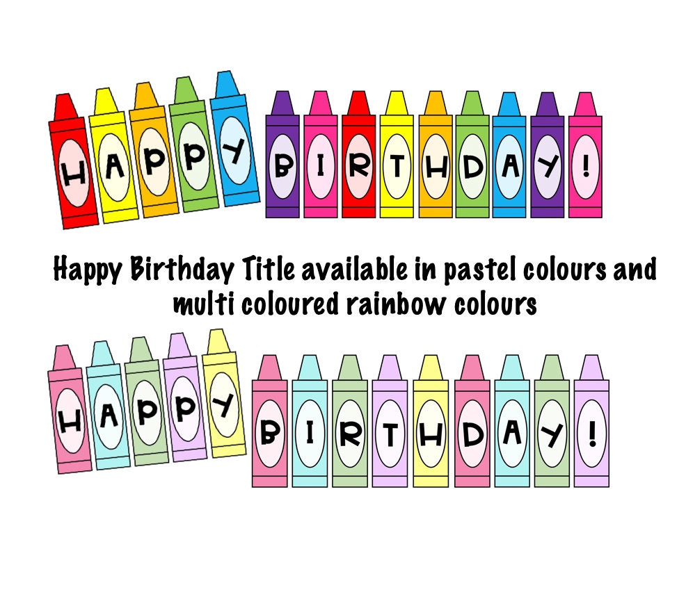 Crayon Inspired Birthday Display Pack Birthday Bulletin Board - Etsy