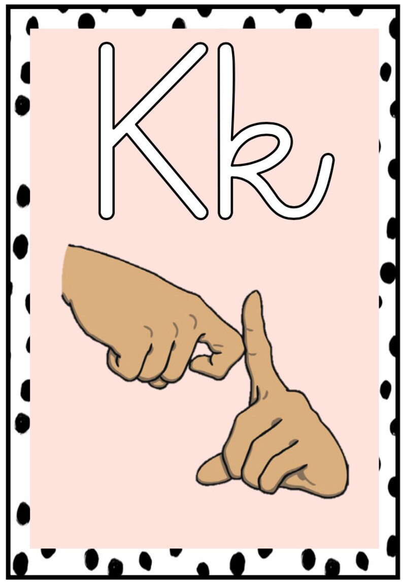 British Sign Language BSL A-Z Alphabet Pastel Polka Dot - Etsy