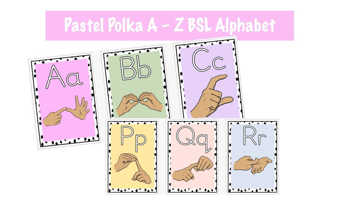 British Sign Language BSL A-Z Alphabet Pastel Polka Dot | Colourful ...