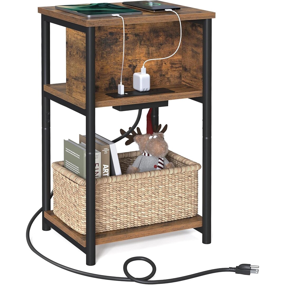VASAGLE 3-tier Symphony Side Table With Charging Station - Etsy