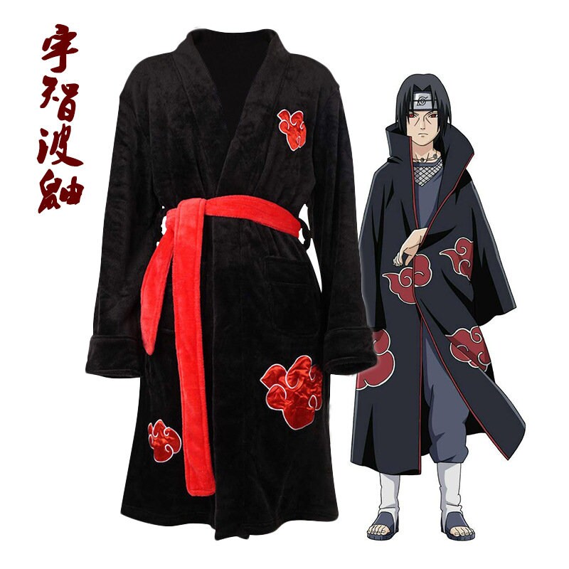 Naruto Akatsuki Bathrobe Men and Women Flannel Home Clothes Nightgown ...