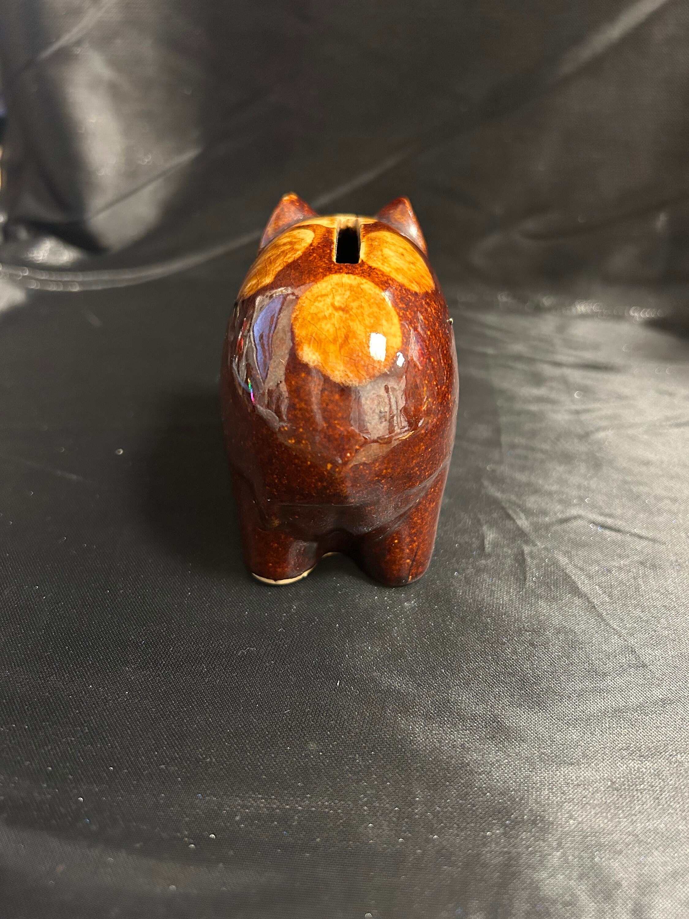 Vintage Brown Drip Glazed Ceramic Piggy Bank - No Cork - Etsy