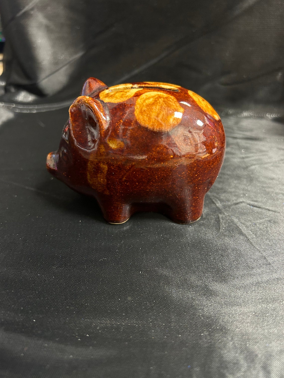 Vintage Brown Drip Glazed Ceramic Piggy Bank - No Cork - Etsy