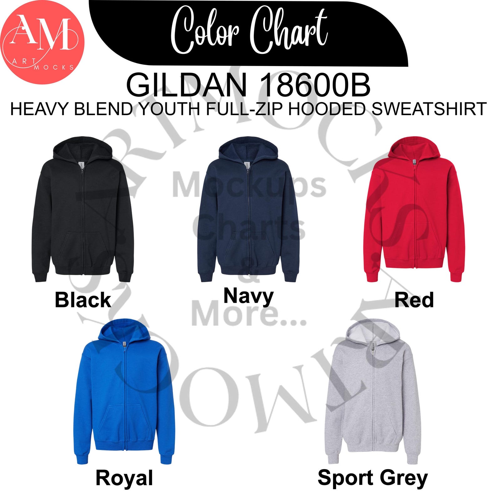 Gildan 18600B Youth Hoodie Mockup Bundle: Front & Back (PNG Transparent ...