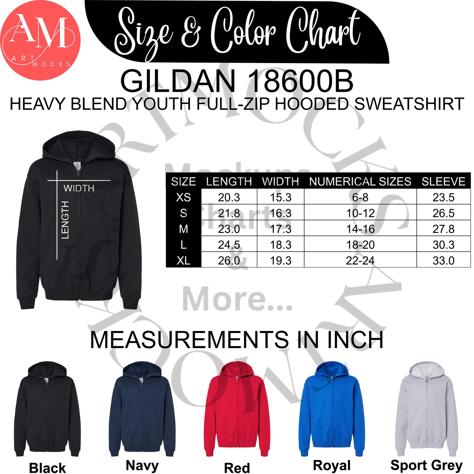 Gildan 18600B Youth Hoodie Mockup Bundle: Front & Back (PNG Transparent ...