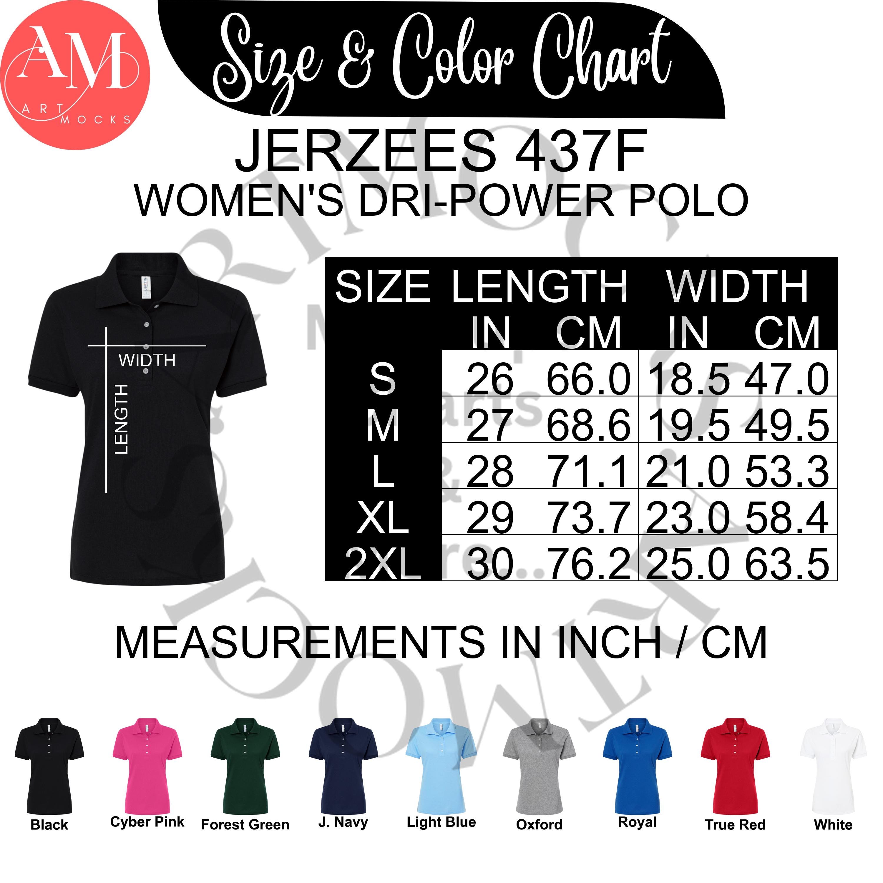 Jerzees 437F Polo Mockup Bundle: Front/back & Color Charts (digital ...
