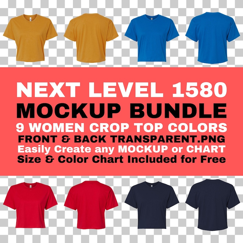 Next Level 1580 Mockup Bundle Women's Ideal Crop Top Front Back PNG ...