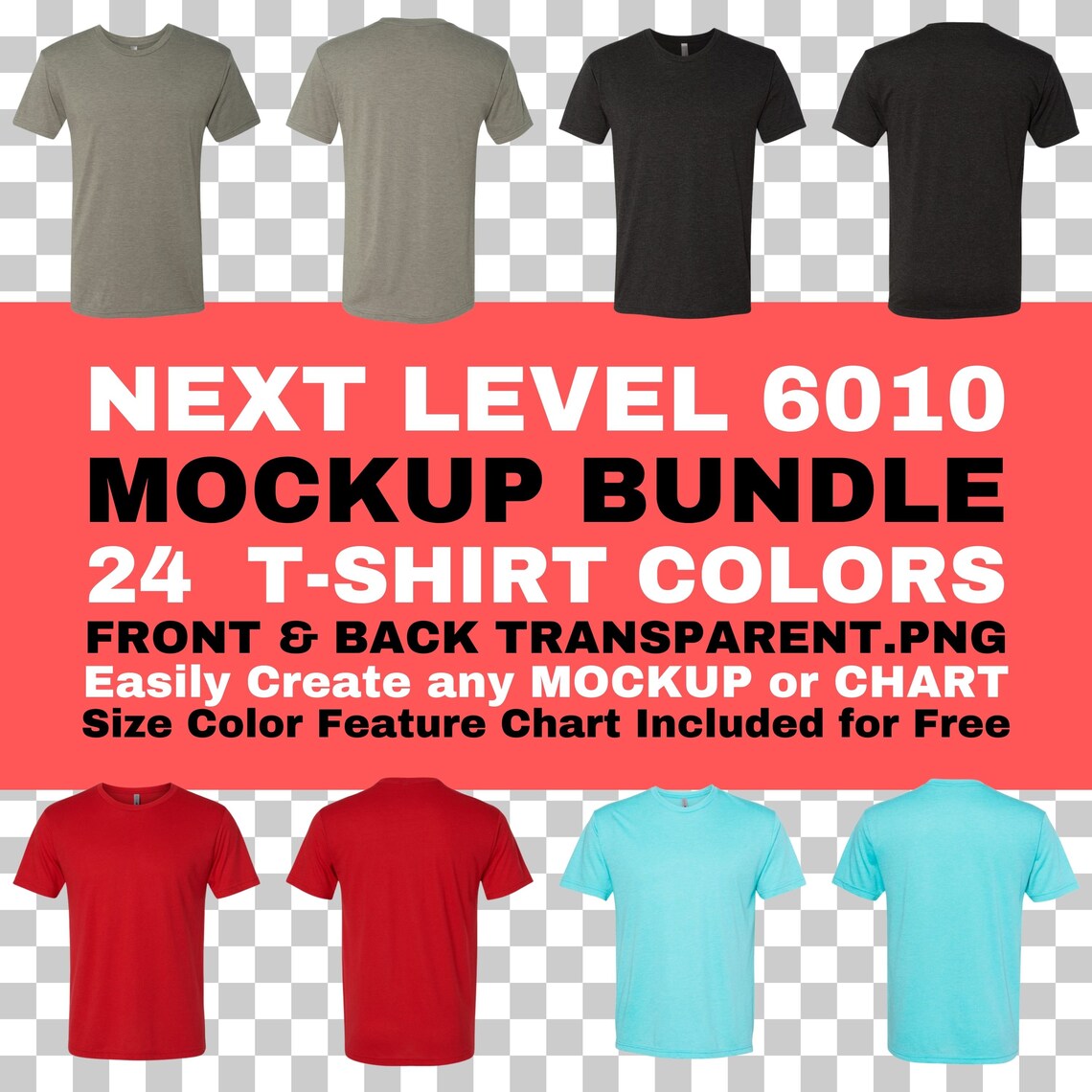 Next Level 6010 Triblend T-shirt Mockup Bundle (PNG, Digital Download ...