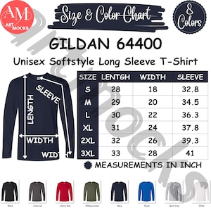 Gildan 64400 Long Sleeve T-shirt Chart Bundle (digital Download) - Etsy