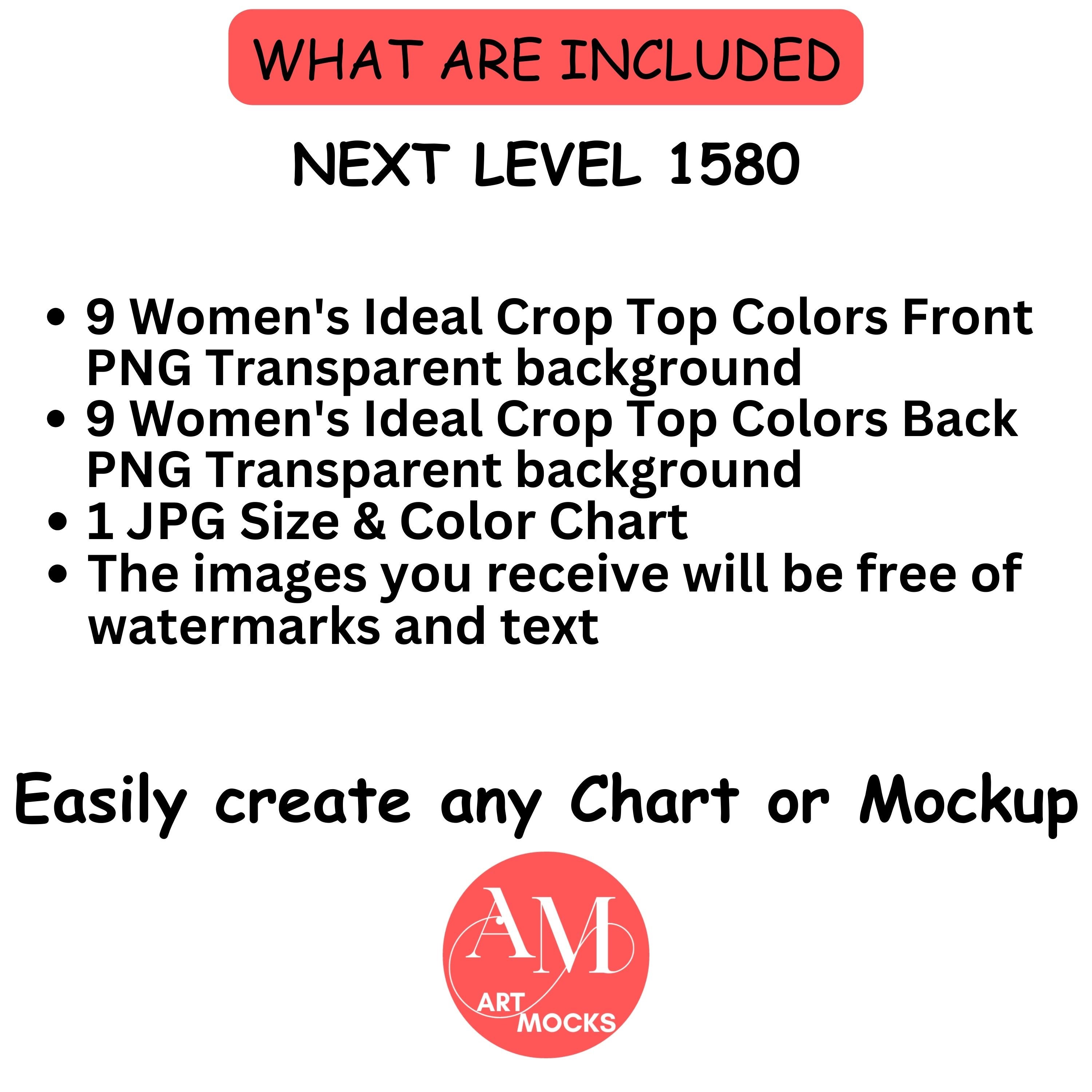 Next Level 1580 Mockup Bundle Women's Ideal Crop Top Front Back PNG ...
