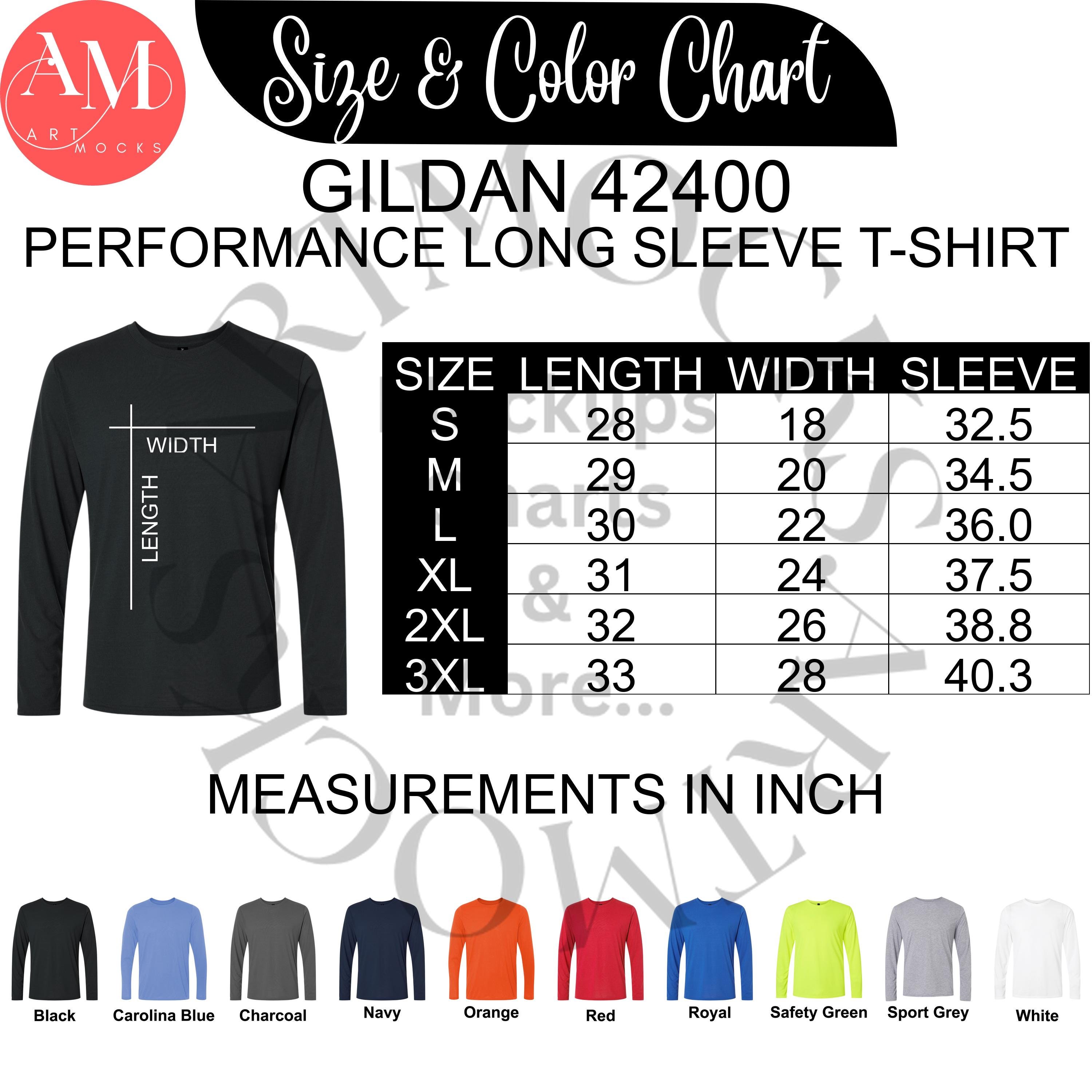 Gildan 42400 Size and Color Chart Bundle (instant Download, Non ...