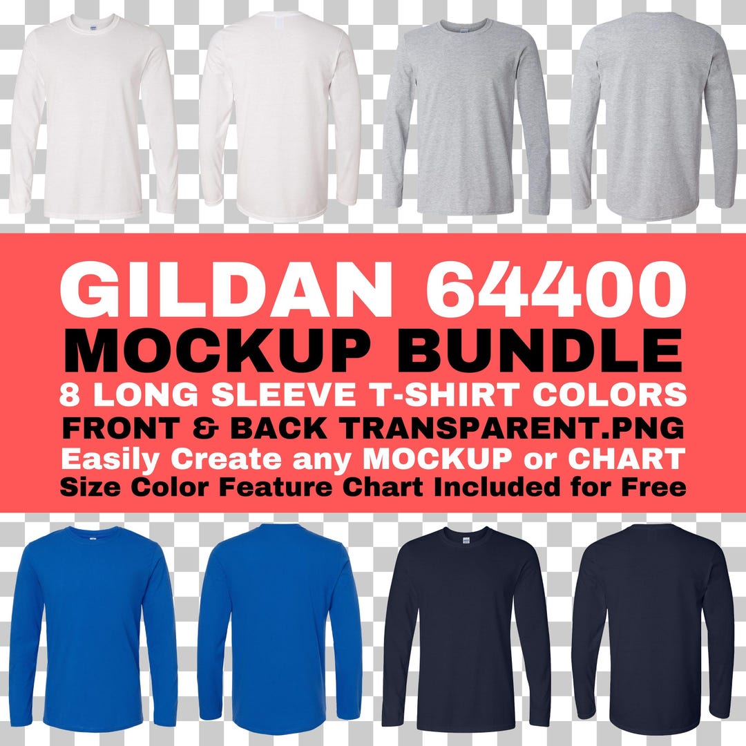 Gildan 64400 Long Sleeve T-shirt Mockup Bundle (digital Download) - Etsy