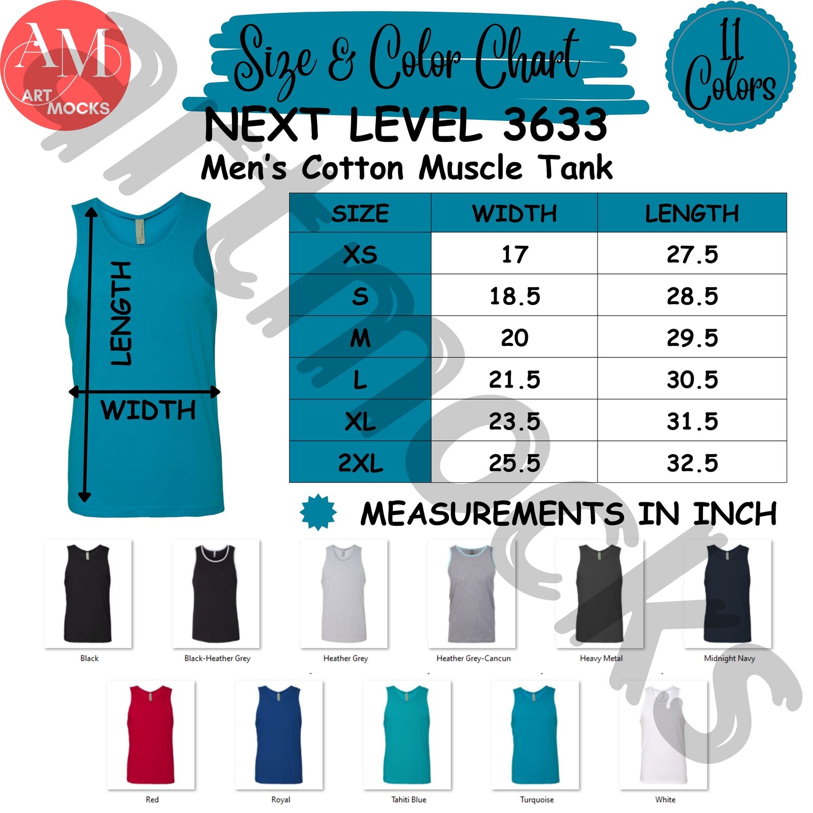Muscle Tank Mockup Bundle: Next Level 3633, Front & Back (PNG, Digital ...