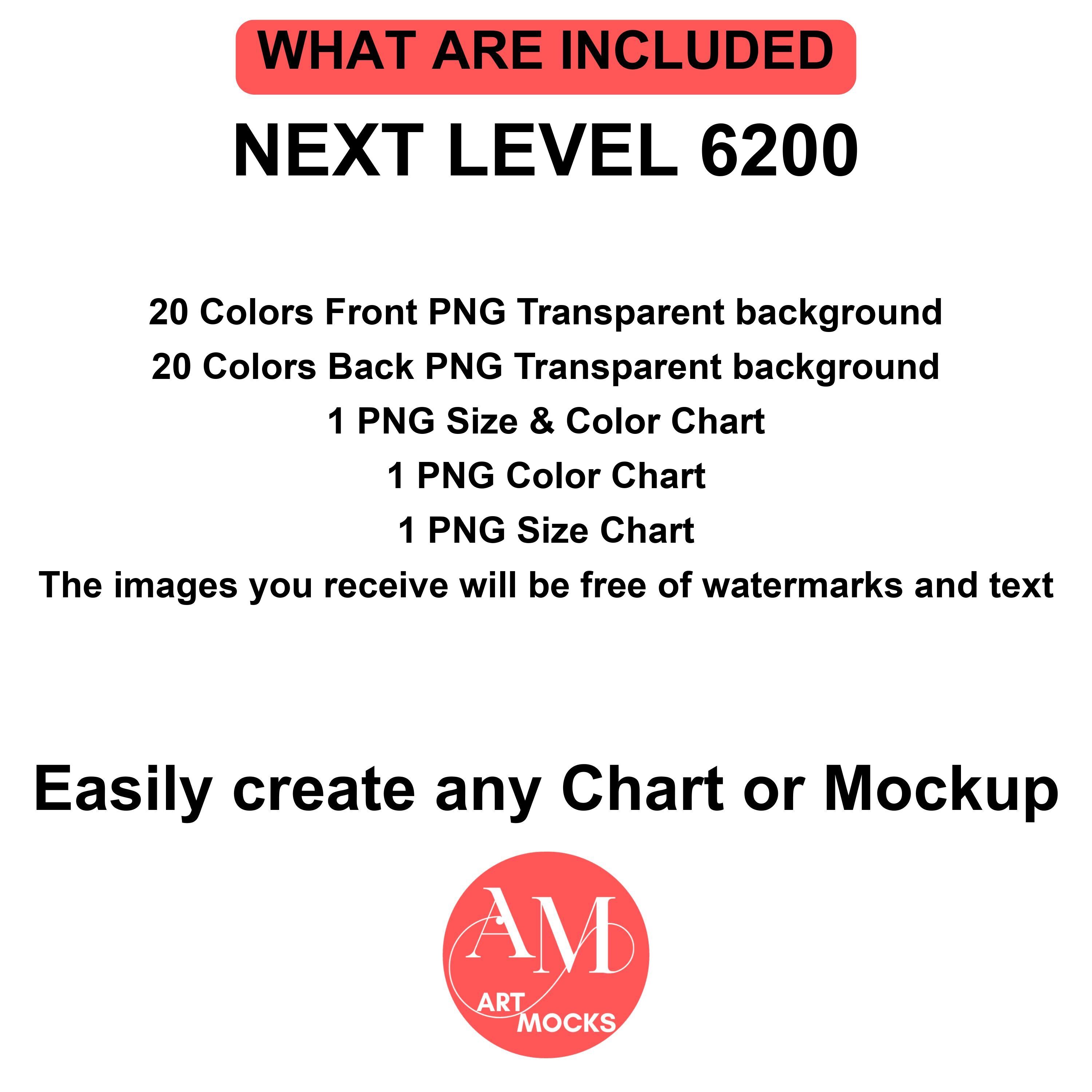 Next Level 6200 T-shirt Mockup Bundle: Front & Back, Color Chart (PNG ...