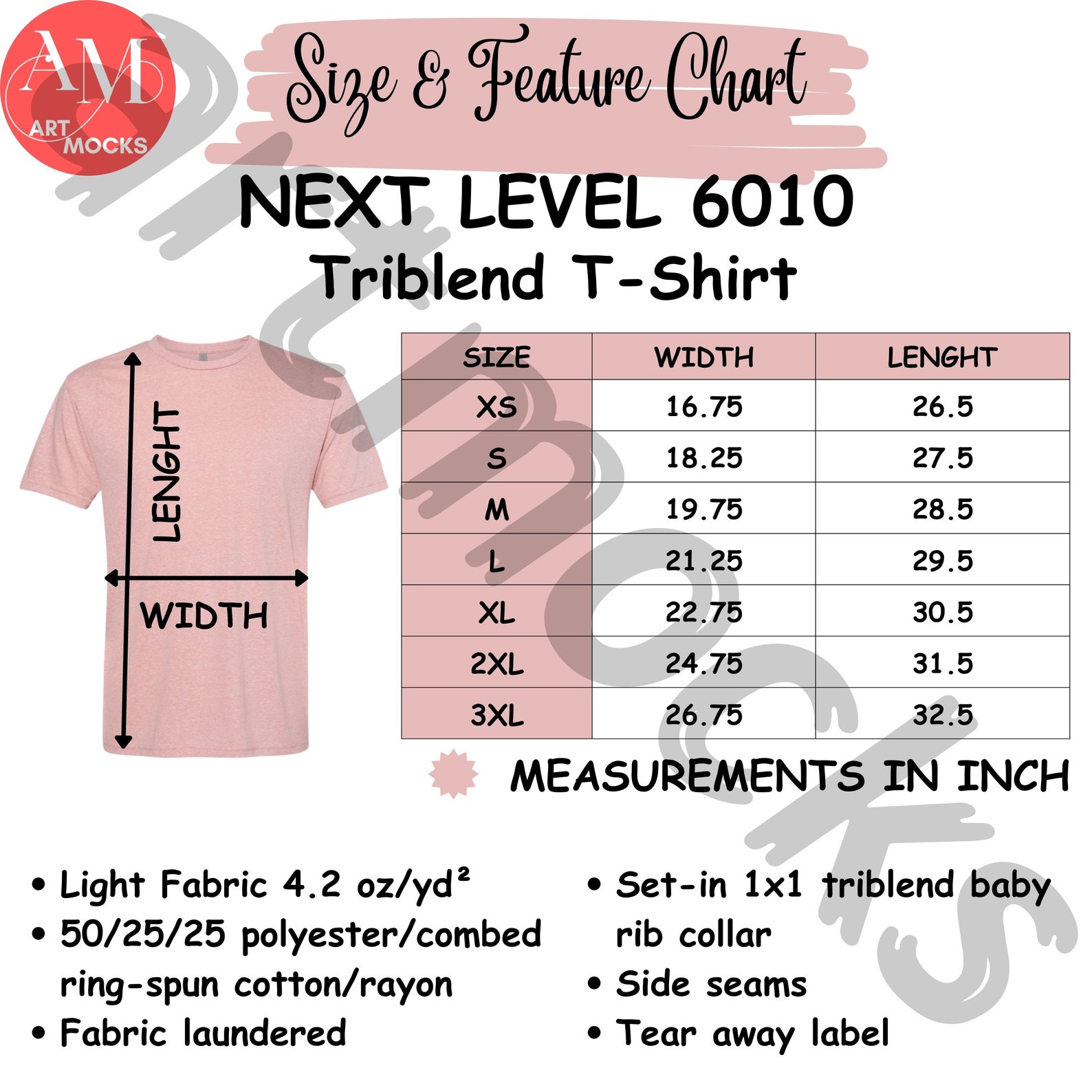 Next Level 6010 Triblend T-shirt Mockup Bundle (PNG, Digital Download ...