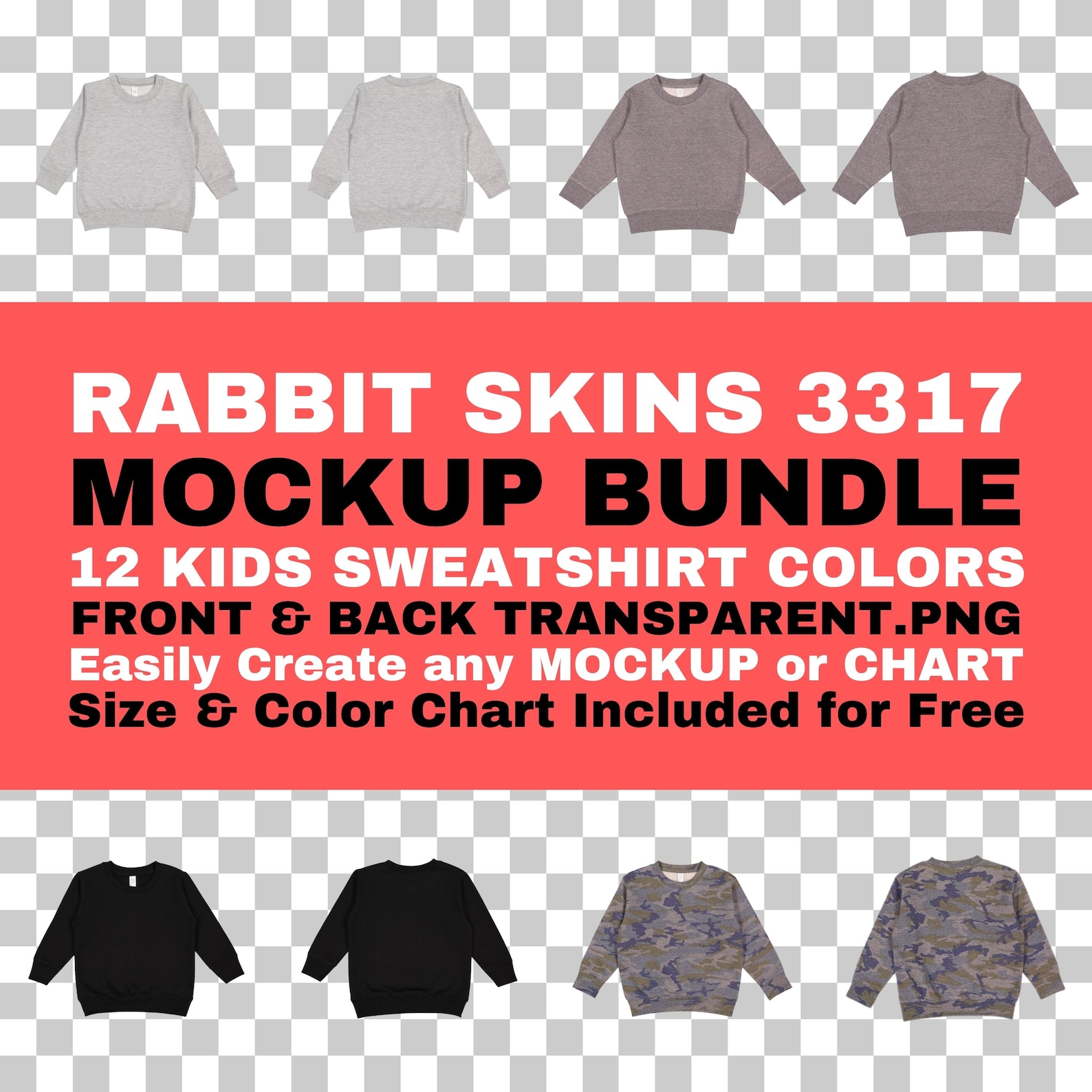Rabbit Skins 3317 Mockup Bundle: Toddler Fleece Crewneck Sweatshirt ...