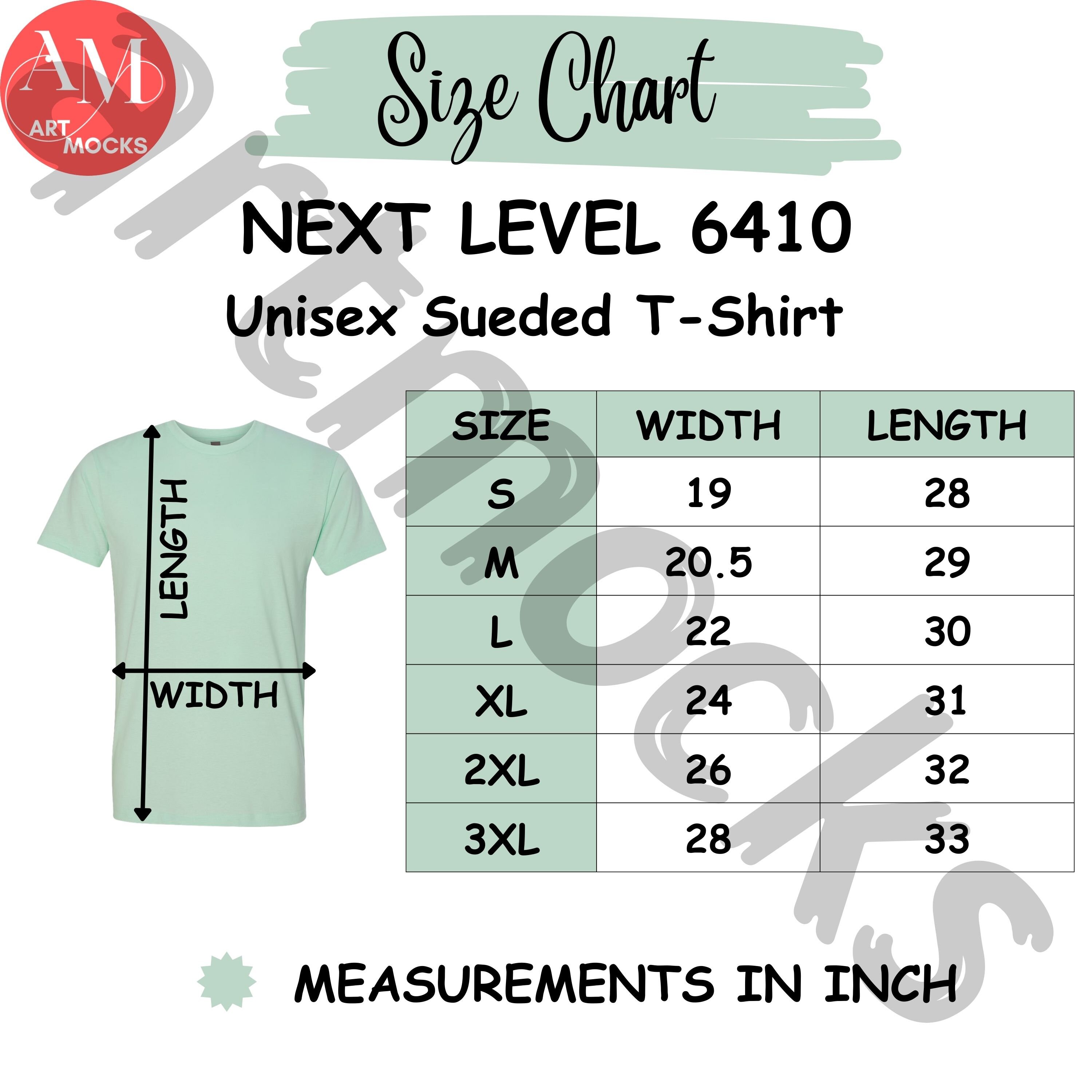 Next Level 6410 Color Size Feature Chart, NL6410 Size Color Feature ...