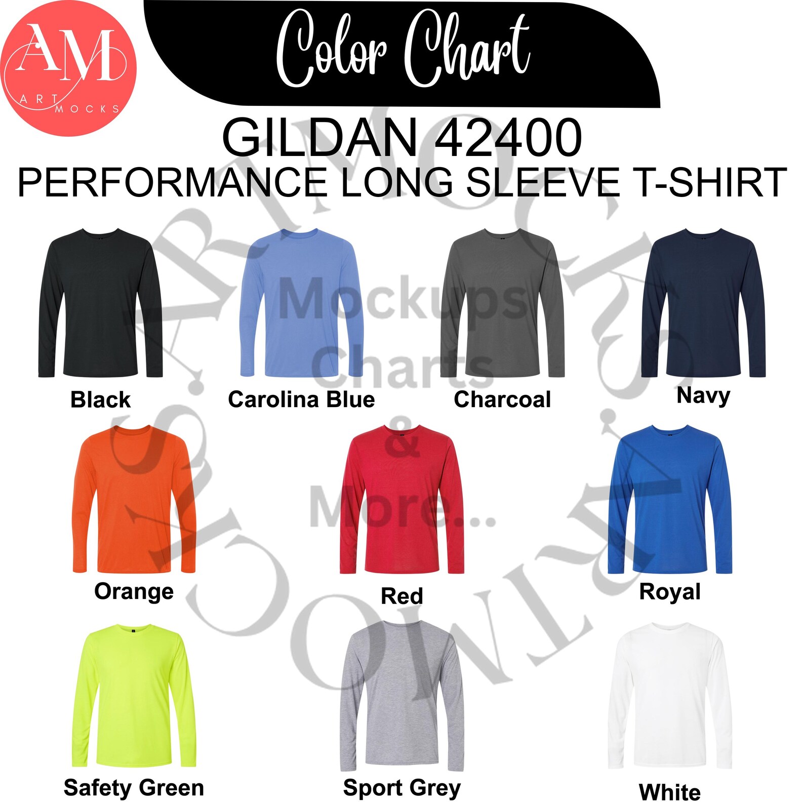 Gildan 42400 Size and Color Chart Bundle (instant Download, Non ...
