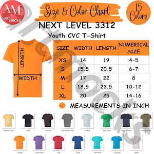 Next Level 3312 Mockup Bundle Unisex Youth CVC Tshirt Front Back PNG ...