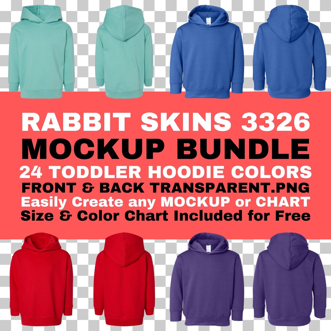 Rabbit Skins 3326 Mockup Bundle Toddler Pullover Fleece Hoodie Front ...