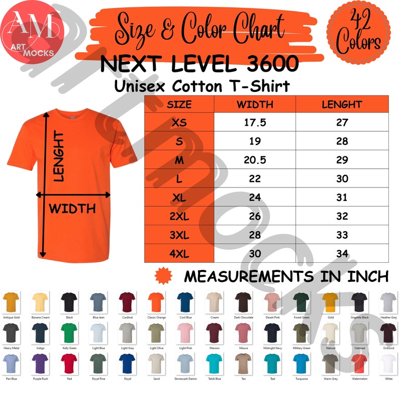 Next Level 3600 T-shirt Mockup Bundle: Front & Back (PNG Digital ...