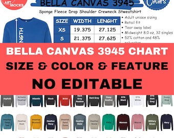 Bella Canvas 3945 Size Color Chart EDITABLE Canva Template 3945 ...