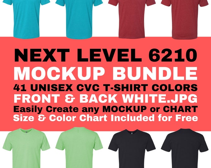 Next Level 6210 Front and Back Mockup Bundle, T Shirt Mockup PNG ...