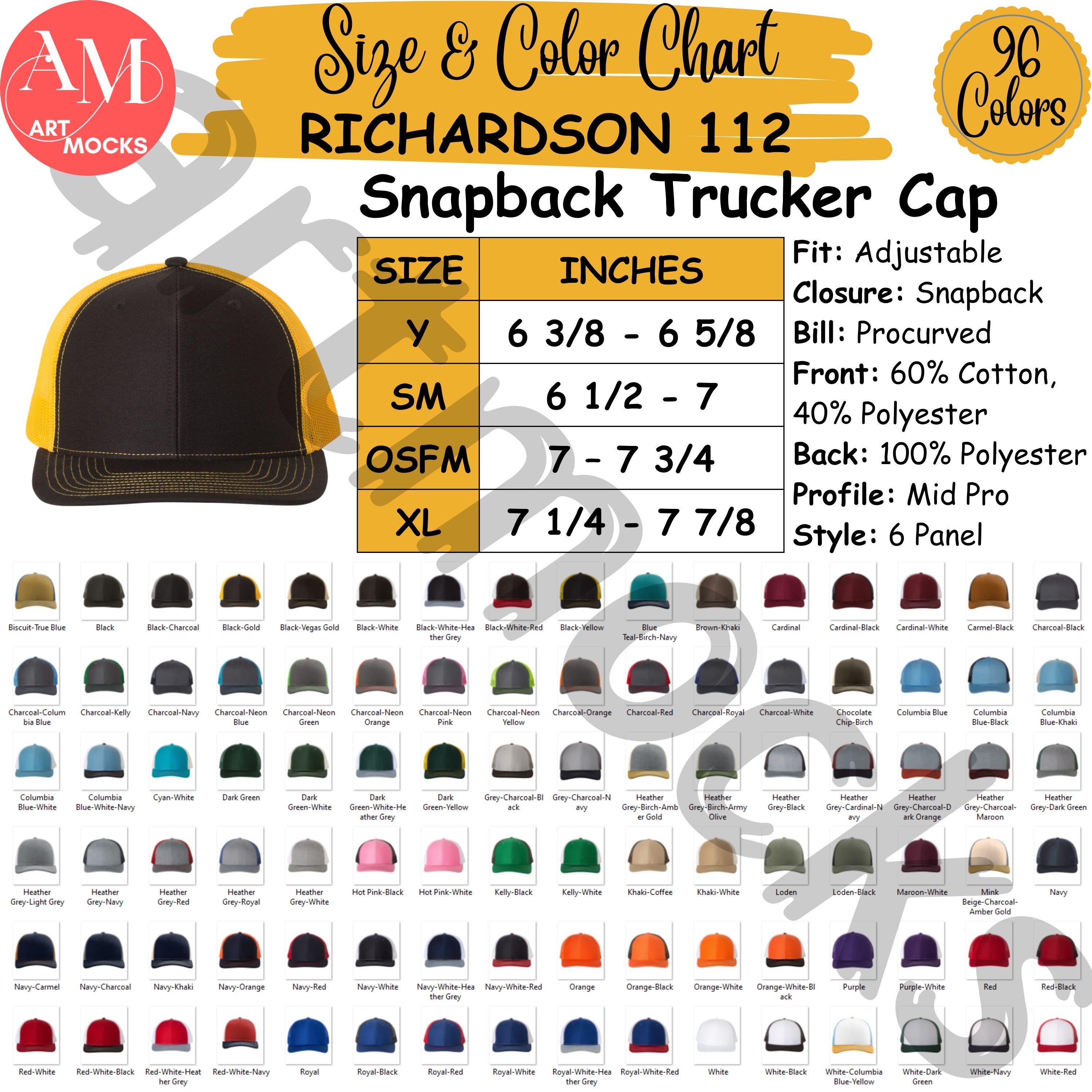 Richardson 112 Mockup Bundle | Cap Front Back Side PNG | R112 Size ...