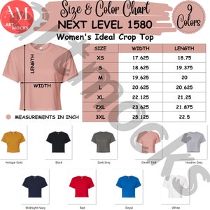 Next Level 1580 Mockup Bundle Women's Ideal Crop Top Front Back PNG ...