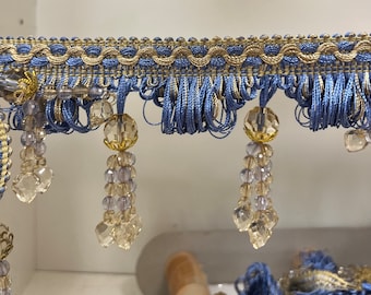 Per Yard- Blue Green - Beaded Trim - Design 2 - Etsy