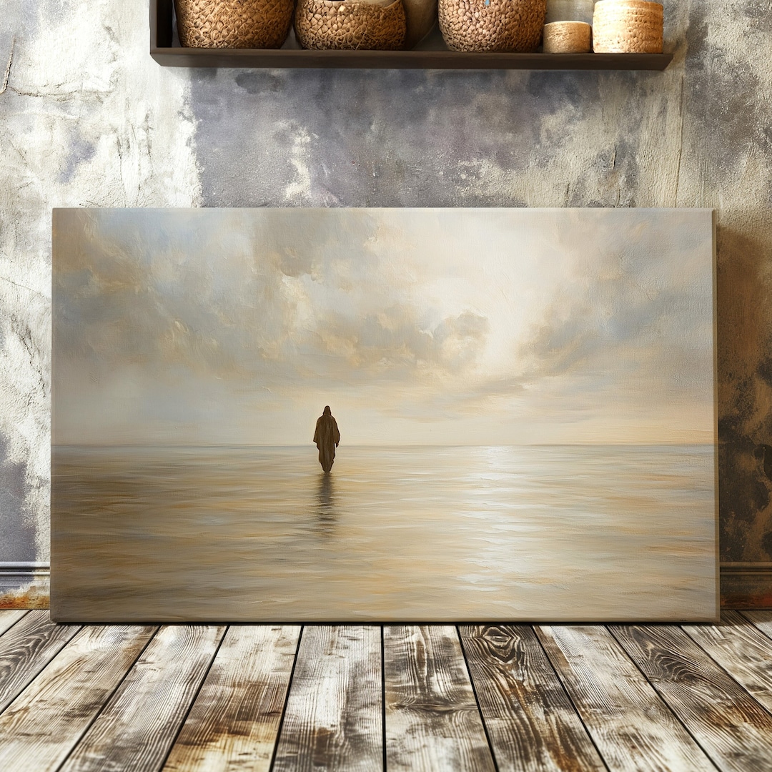 Jesus Walking On Water Matte Canvas Print Christian Oil Painting Print