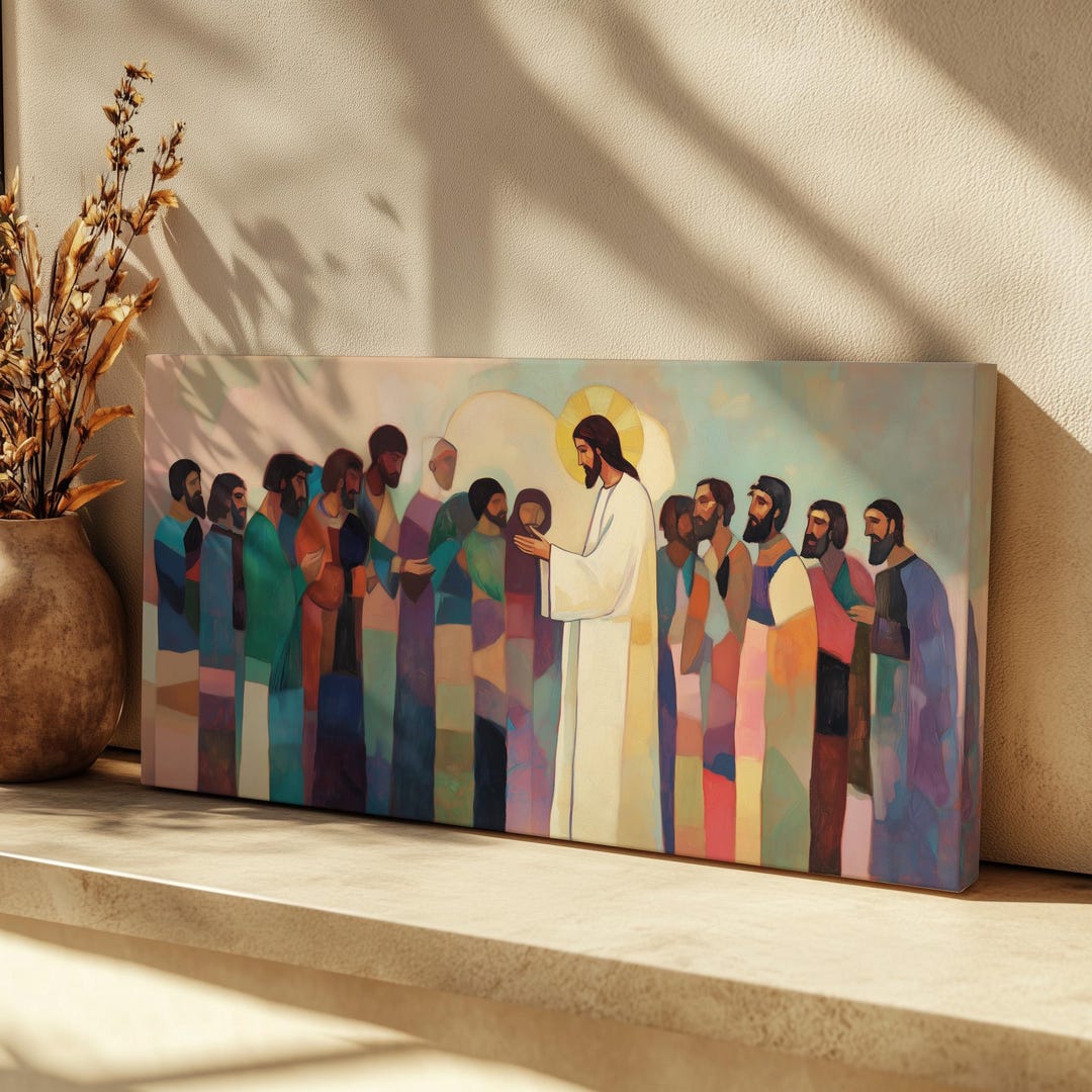 Long Horizontal Canvas Christ Teaching Followers Kandinsky Inspired ...