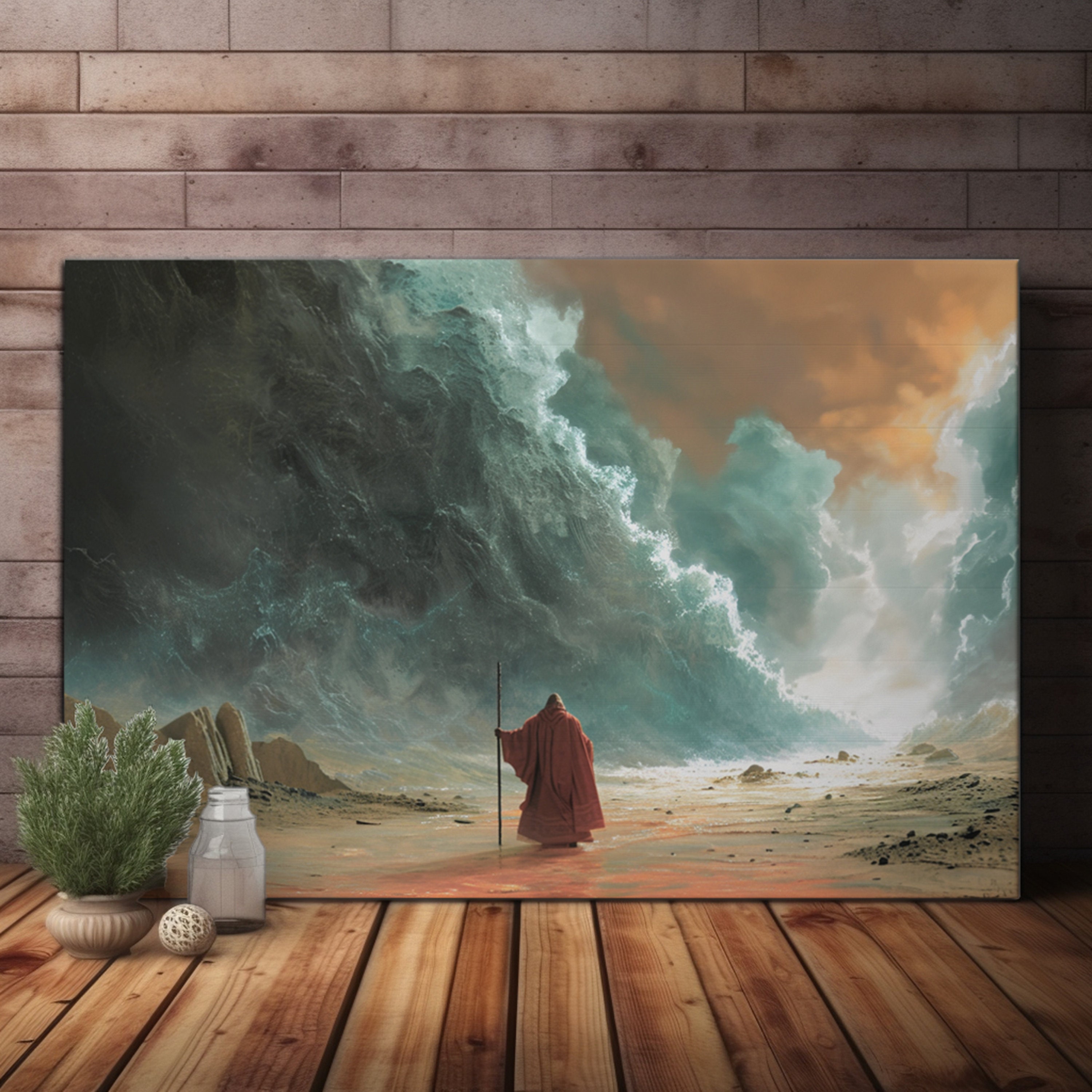 Moses at the Red Sea Canvas Wall Art, Moses Parting the Red Sea, Moses ...