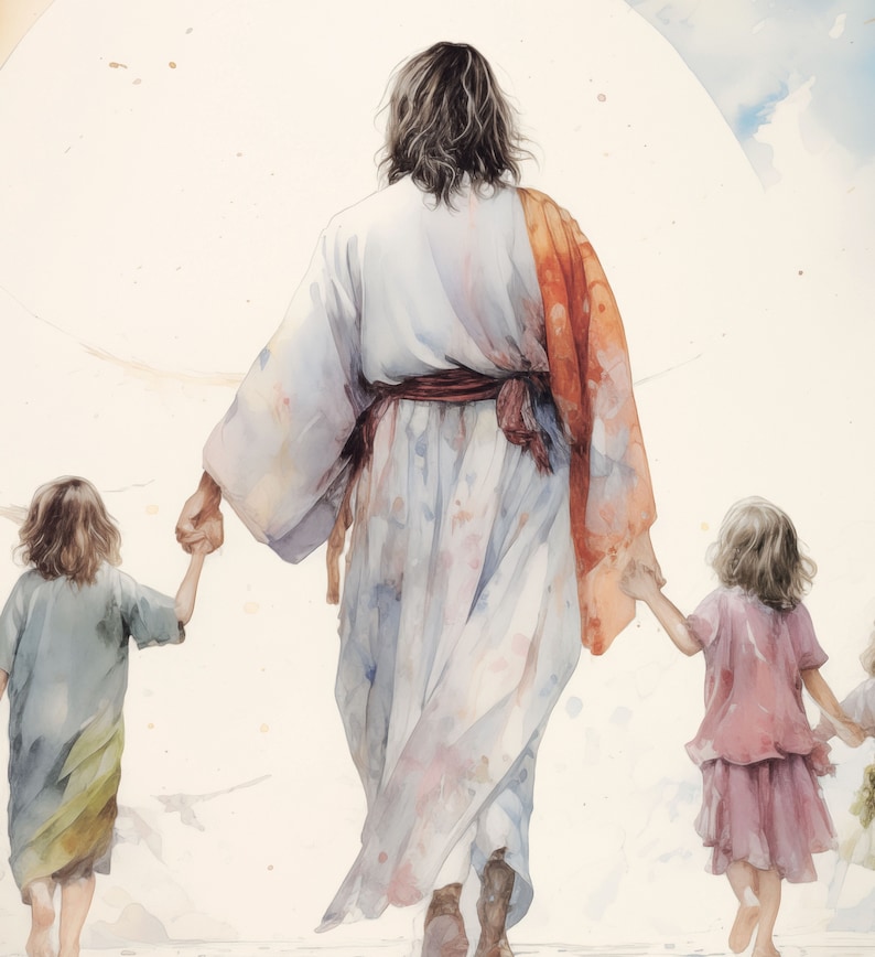 Jesus Loves the Children Watercolor Matte Print, Jesus Christ and ...