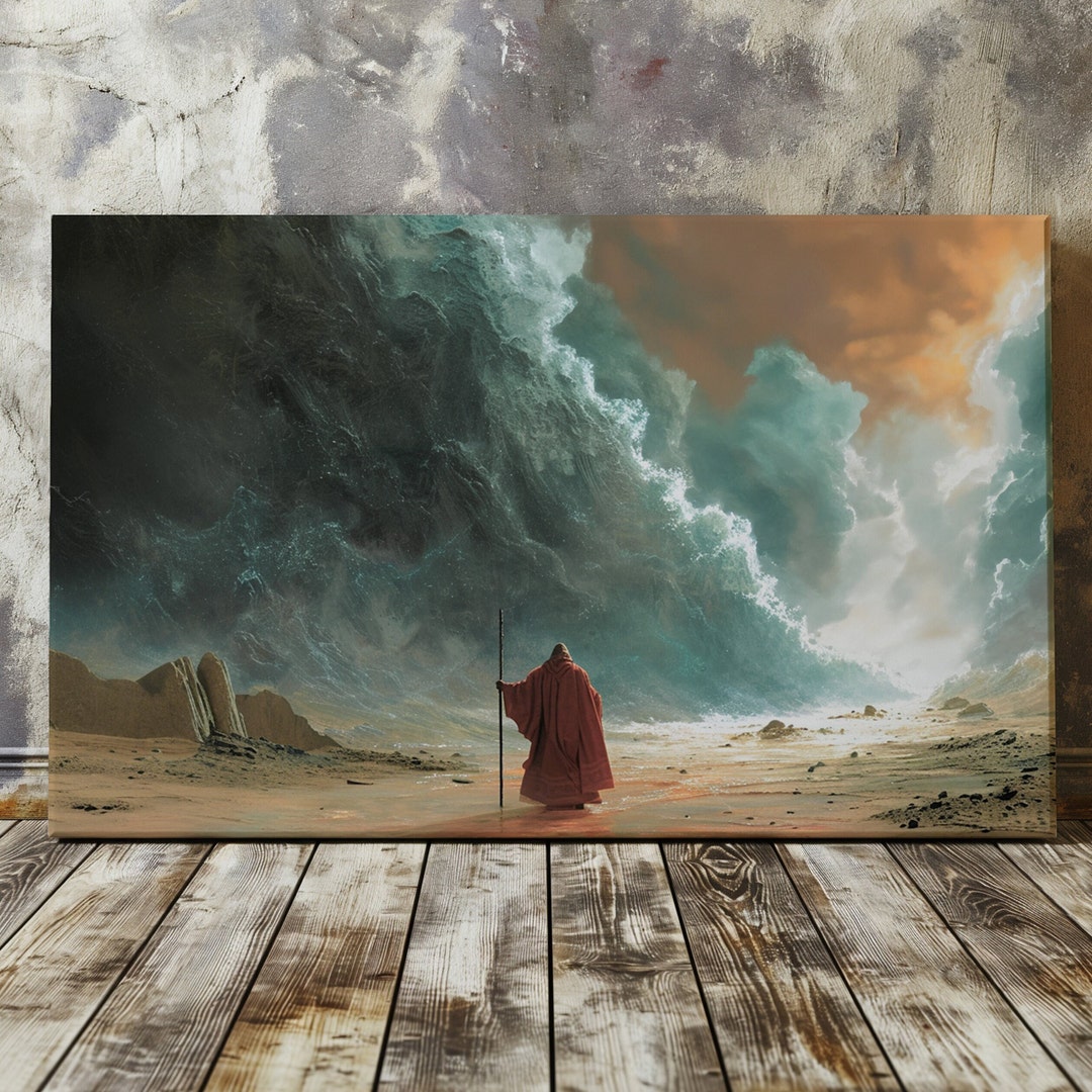 Moses at the Red Sea Canvas Wall Art, Moses Parting the Red Sea, Moses ...