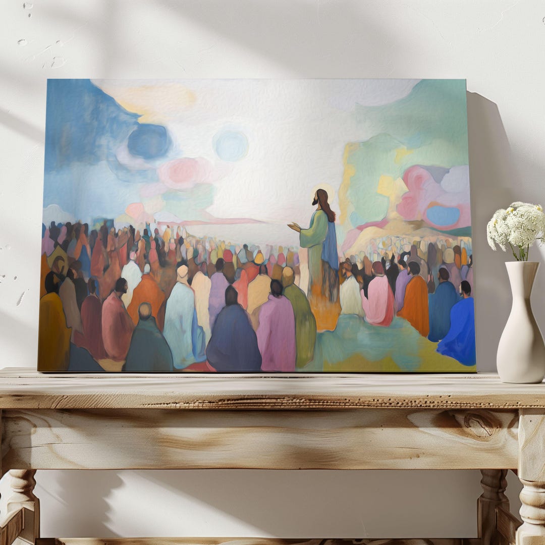 Jesus Teaching Abstract Painting Canvas Print Christian Wall Art Jesus ...