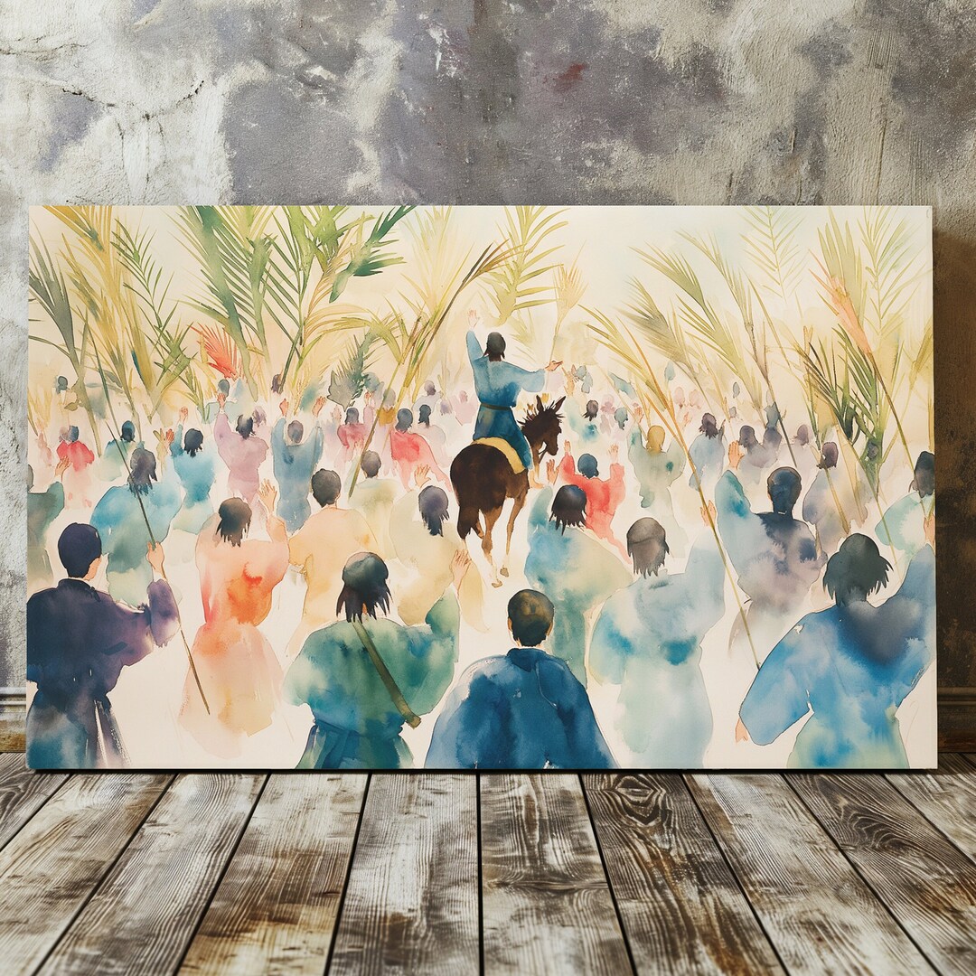 Jesus Riding Into Jerusalem Canvas, Palm Sunday Art, Jesus Painting ...